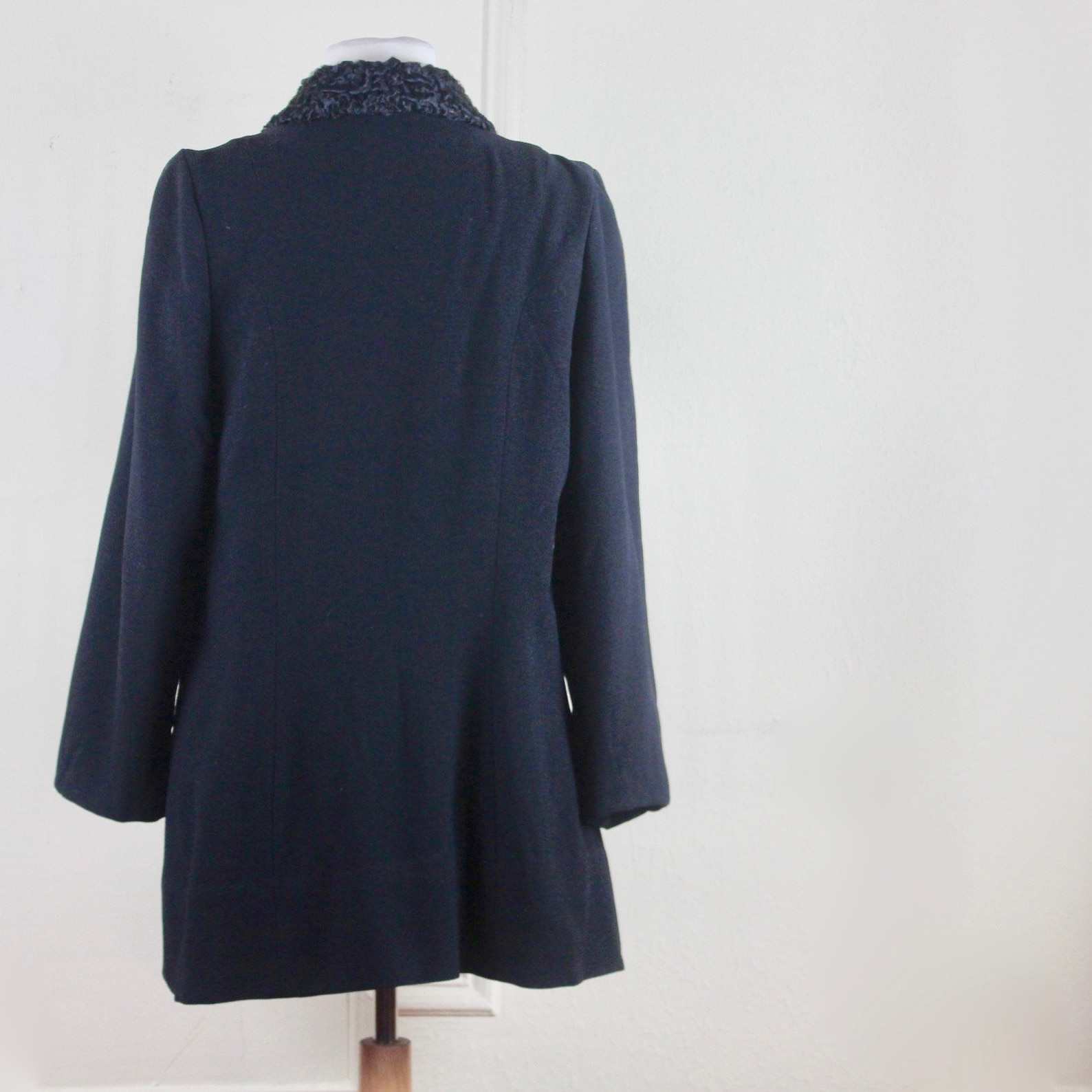 1940s Black Wool and Curly Lamb Fur Coat Vintage Hollywood | Etsy