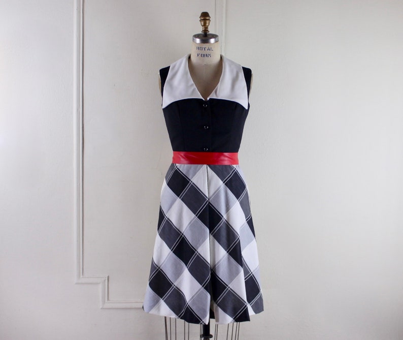 MOD Collar Argyle Oh My Vintage 60s Black White Grey - Etsy