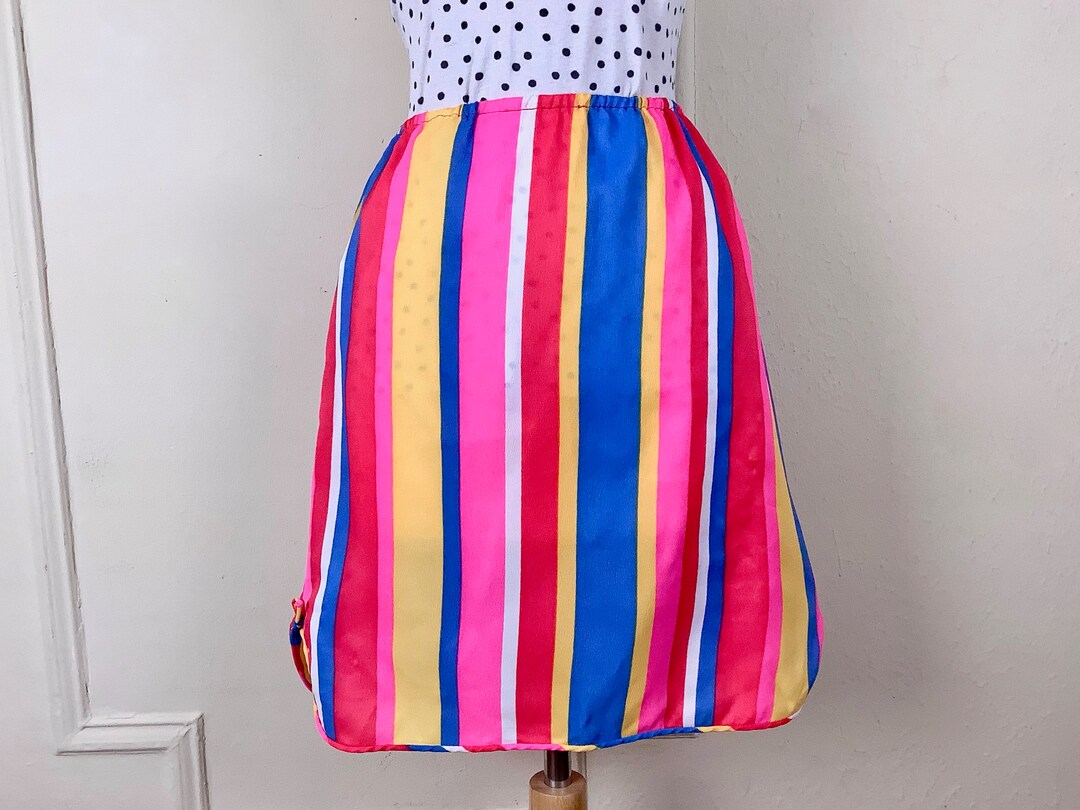 1960s Bright Rainbow Striped Mini Half Slip - Vintage Size 7 Juniors ...