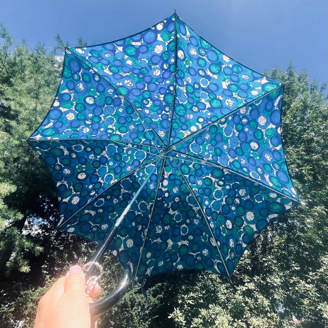 Blue Skies, 1950s Cool Dots Umbrella - Abstract Floral Print OR Batik ...