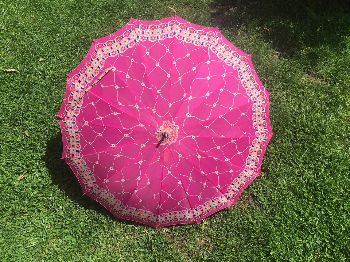 Pink Lattice Vintage 50s Hot Pink Black Grey White - Etsy