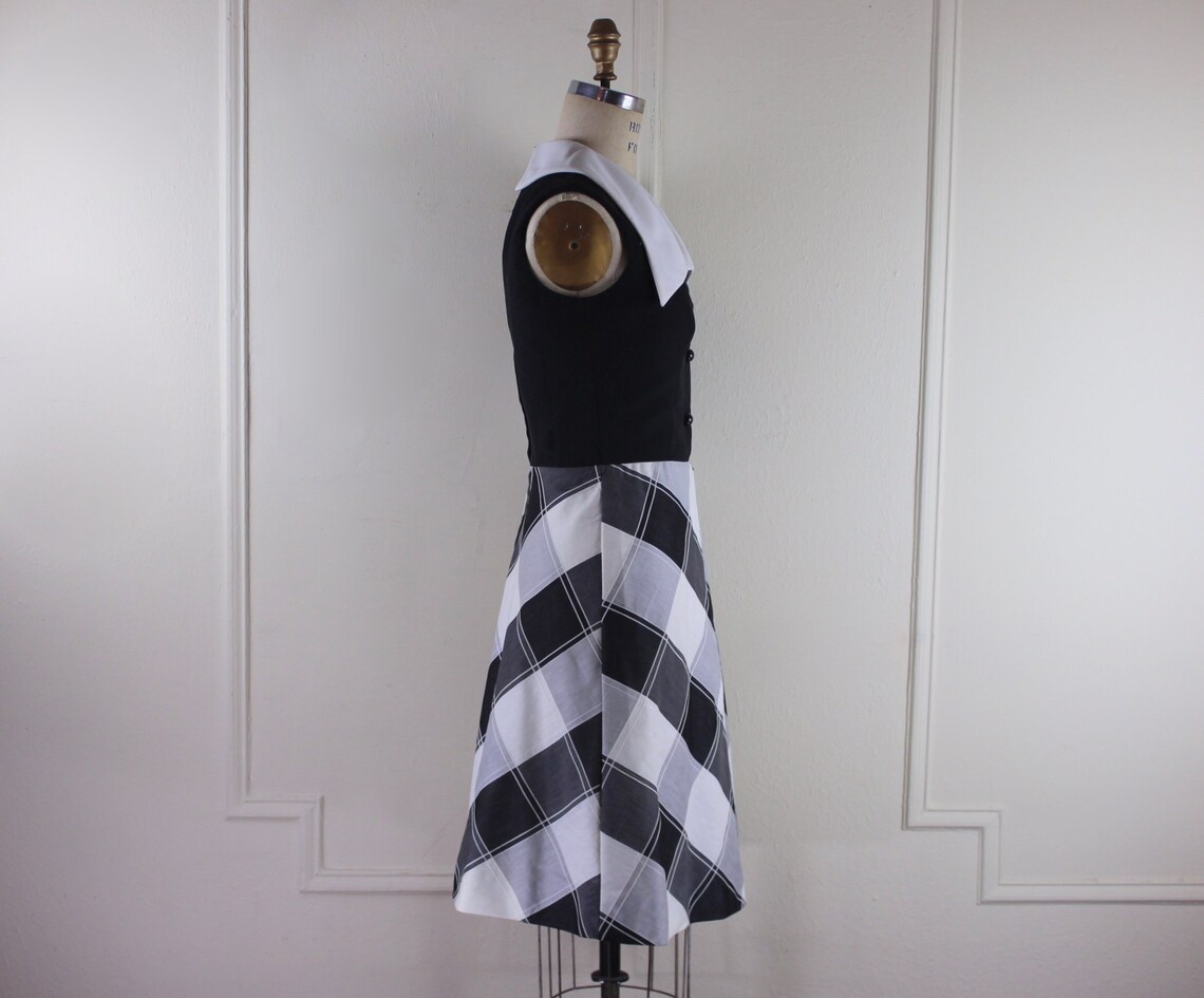 MOD Collar Argyle Oh My Vintage 60s Black White Grey - Etsy