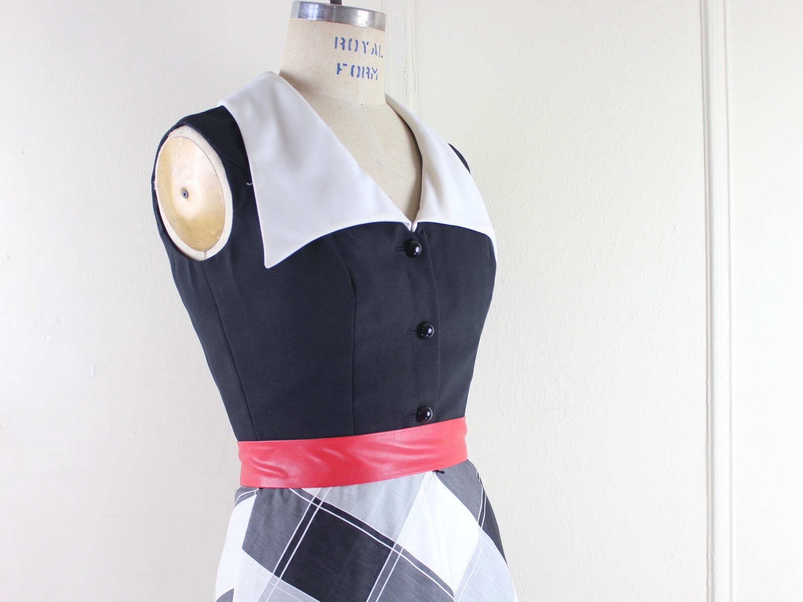 MOD Collar Argyle Oh My Vintage 60s Black White Grey - Etsy