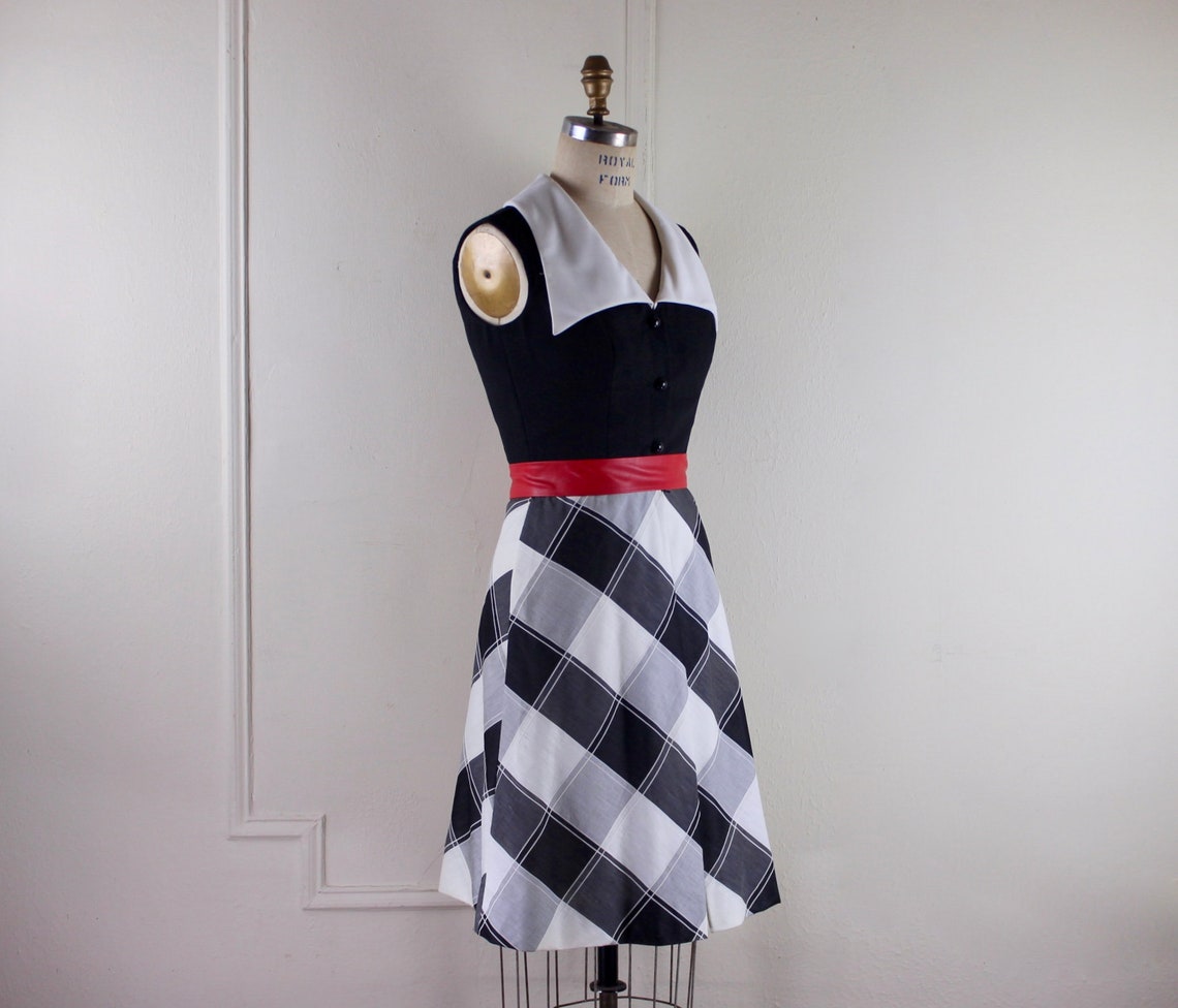 MOD Collar Argyle Oh My Vintage 60s Black White Grey - Etsy