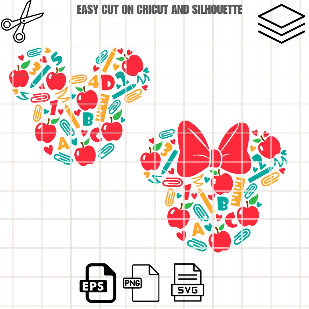 School Teacher Mickey & Minnie Svg, School Svg, Teacher Life Svg ...