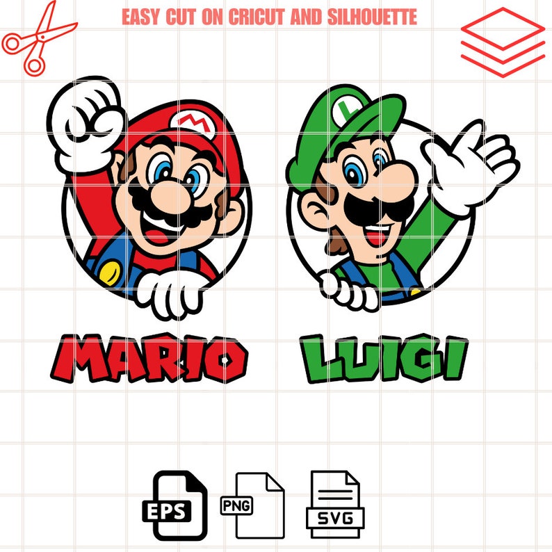 Mario & Luigi Bundle Svg, Mario Characters Svg, Super Mario Svg, Mario Bros Svg, Cricut ...