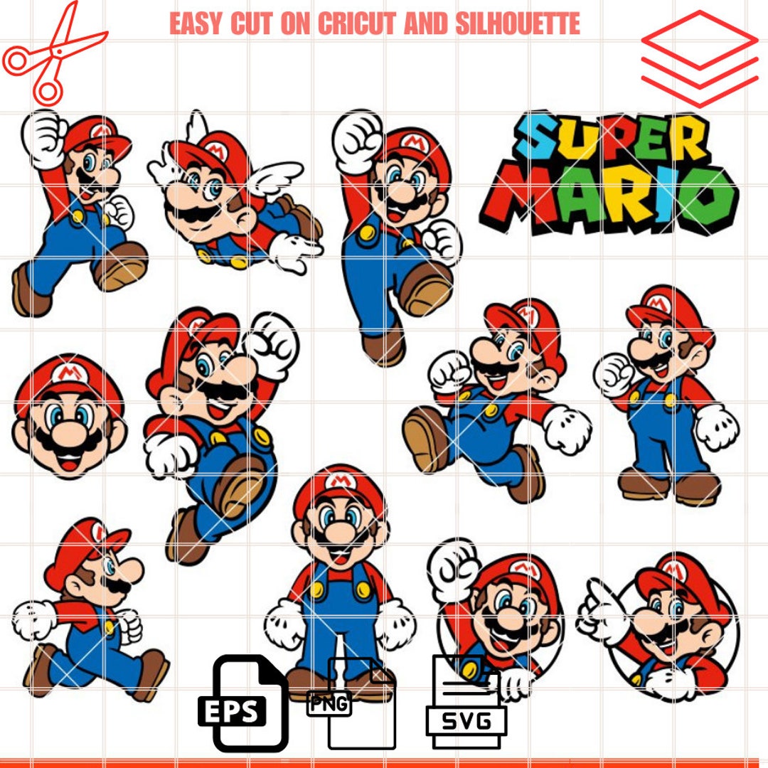 Super Mario Bundle Svg, Mario Characters Svg, Super Mario Svg, Mario ...