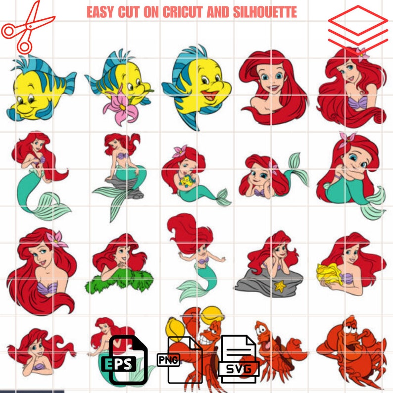 Paquete Ariel Sirenita en capas, Descarga instantánea, Paquete para ...