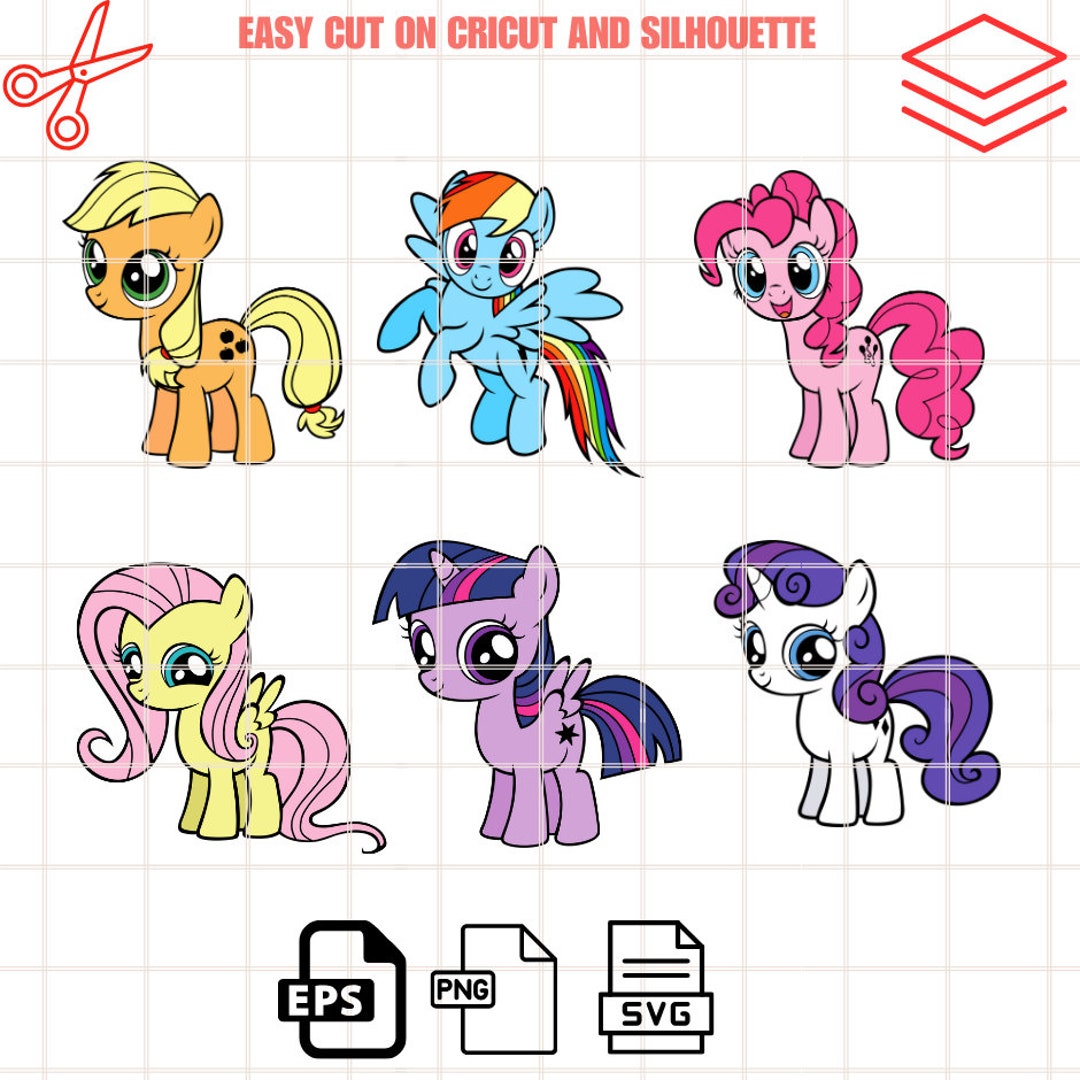 Cutie Pony Unicorn SVG Bundle, Kawaii Vector Files (digital Download ...