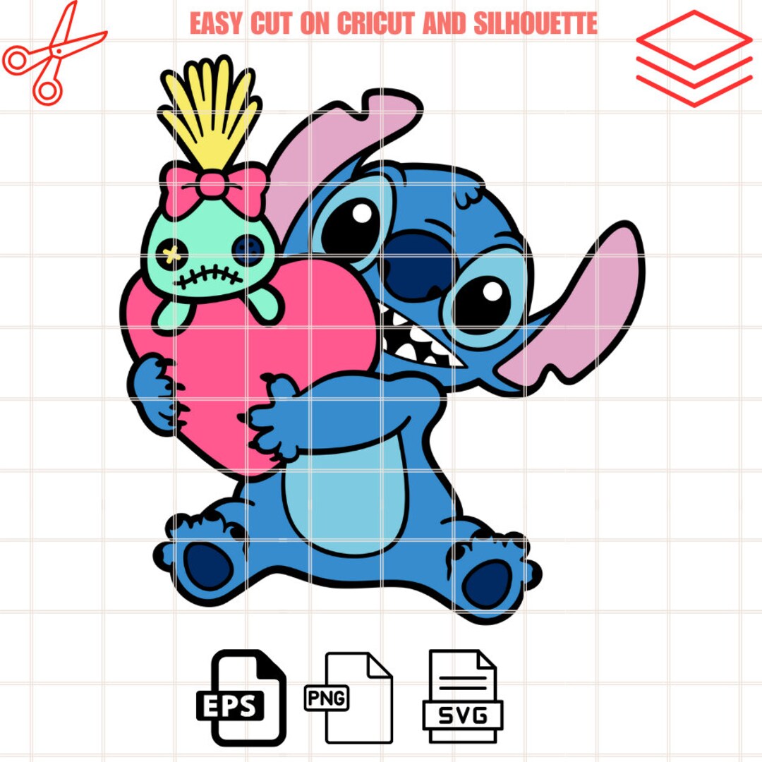 Stitch Scrump Svg, Love Svg, Valentines Day Svg, Kawaii Svg, Cricut ...