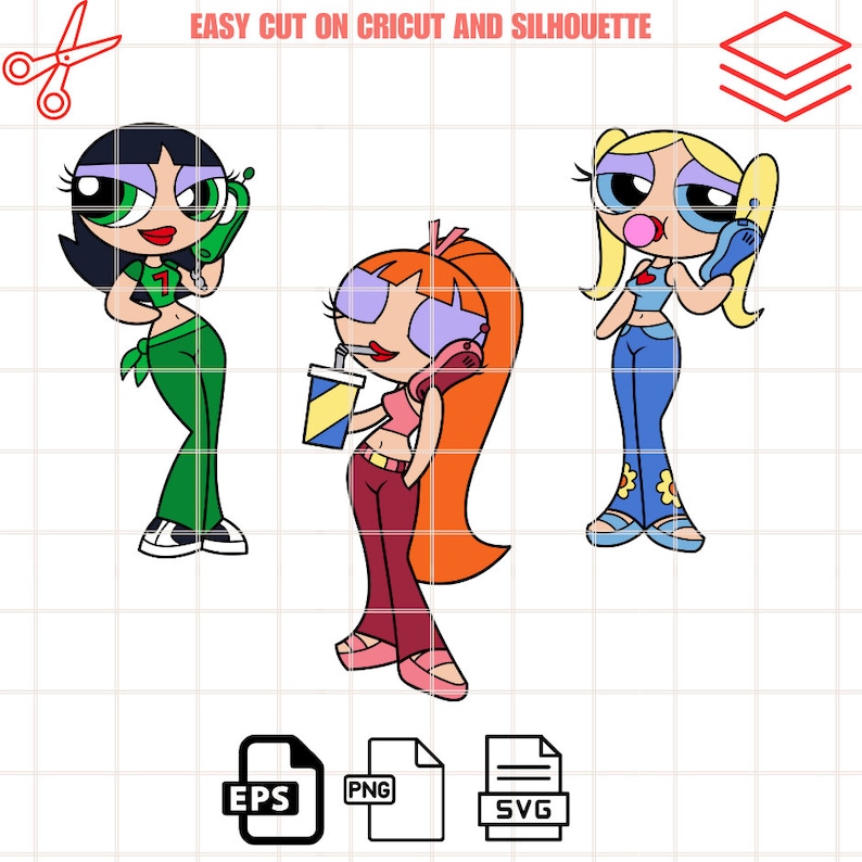 Powerpuff Girls SVG Bundle: Blossom, Buttercup, Bubbles Cut Files ...