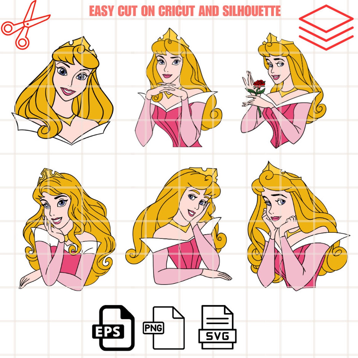 Aurora SVG Bundle, Sleeping Beauty Svg, Princess Svg, Kawaii Svg ...