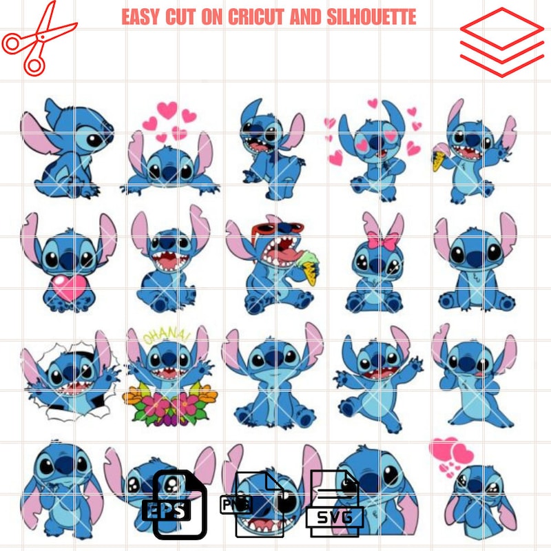 Stitch Silhouette Svg - Etsy