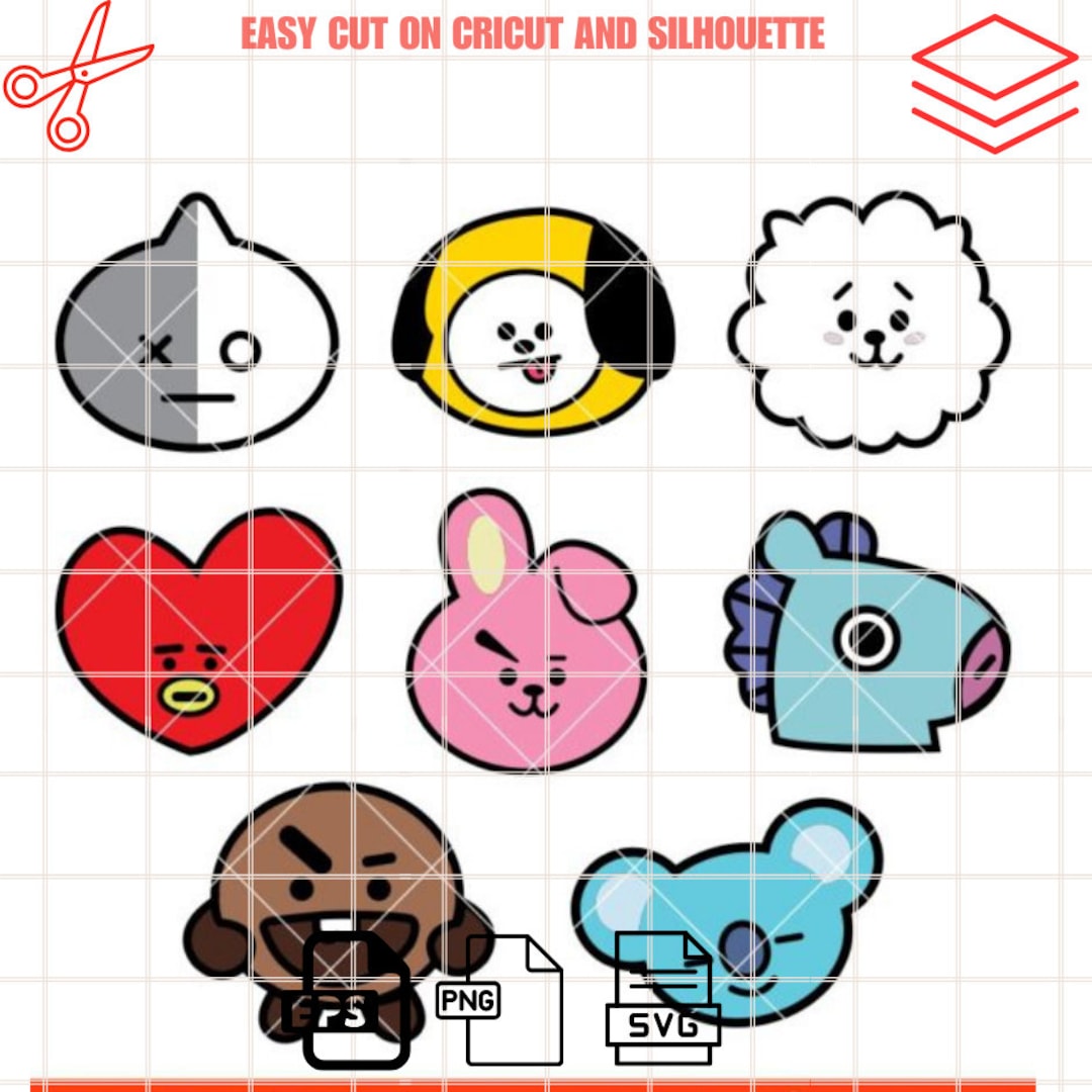 Layered BT21 Svg Bundle, Instant Download, Bundle for Cricut ...