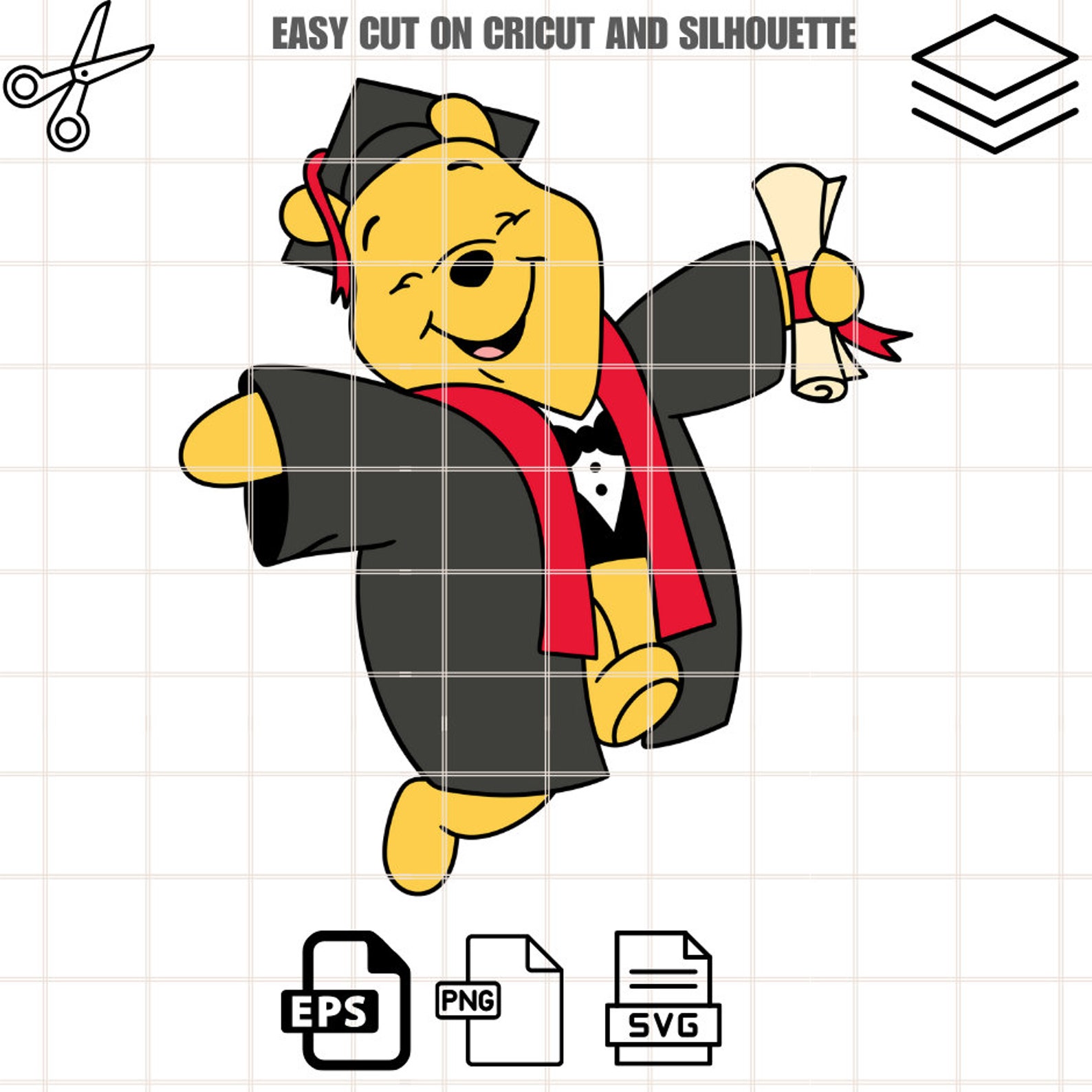 Graduate Winnie the Pooh SVG, Kawaii Graduation Cut File (digital ...