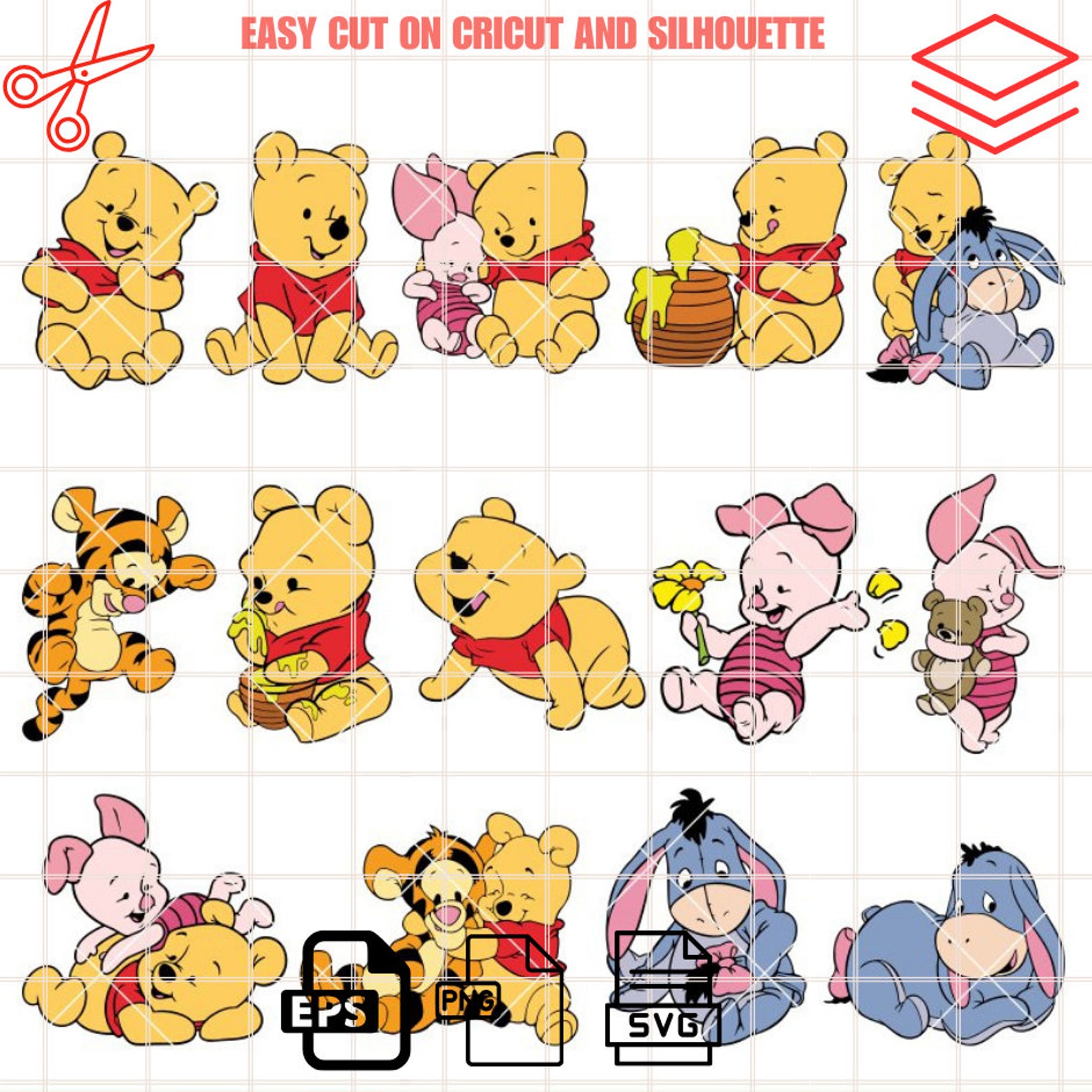 Baby Pooh SVG Bundle: Cricut & Silhouette Cut Files (digital Download ...