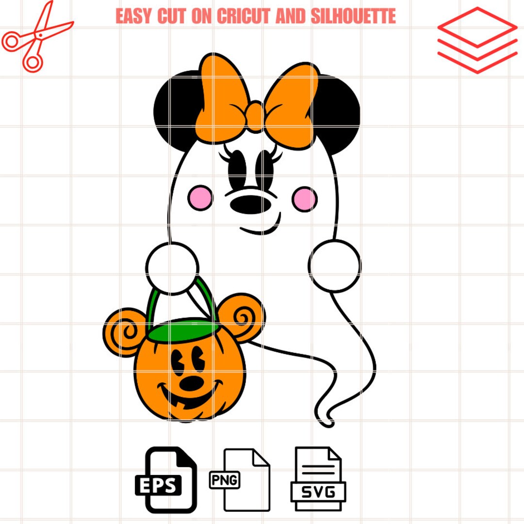 Ghost Minnie Mouse Halloween SVG: Trick or Treat Cut File (digital ...
