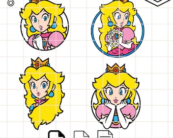 Princess Peach Bundle Svg, Mario Characters Svg, Super Mario Svg, Mario ...