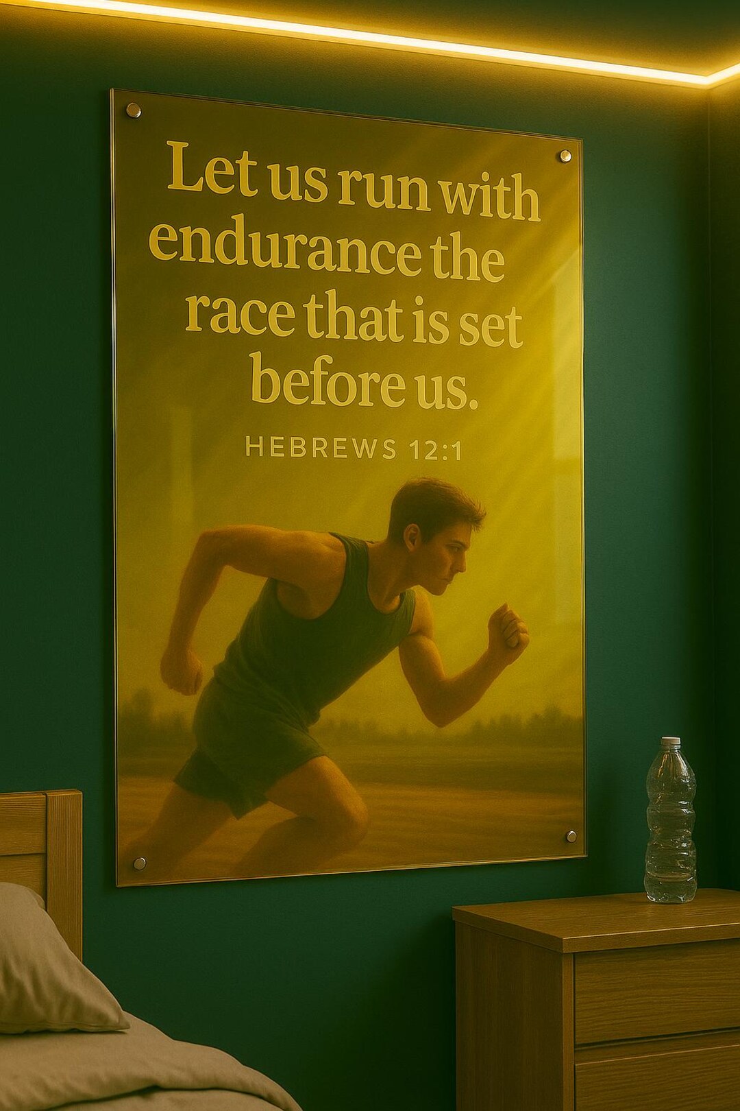 Christian Runner Wall Art, Motivational Acrylic Sign, Bible Verse Decor ...