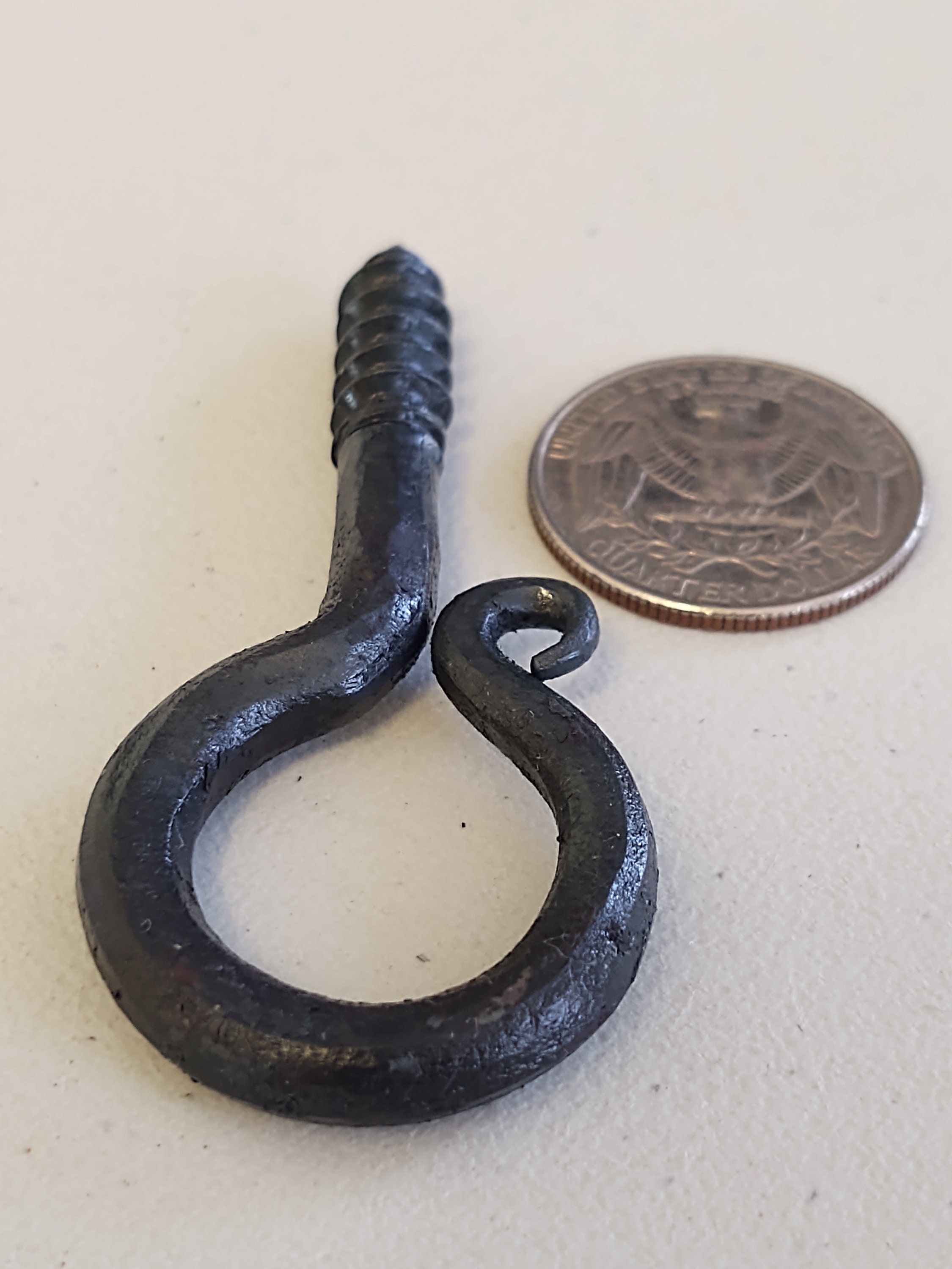 Medium Screw Eye Rat Tail Blacksmith Forged Wrought Iron USA - Etsy