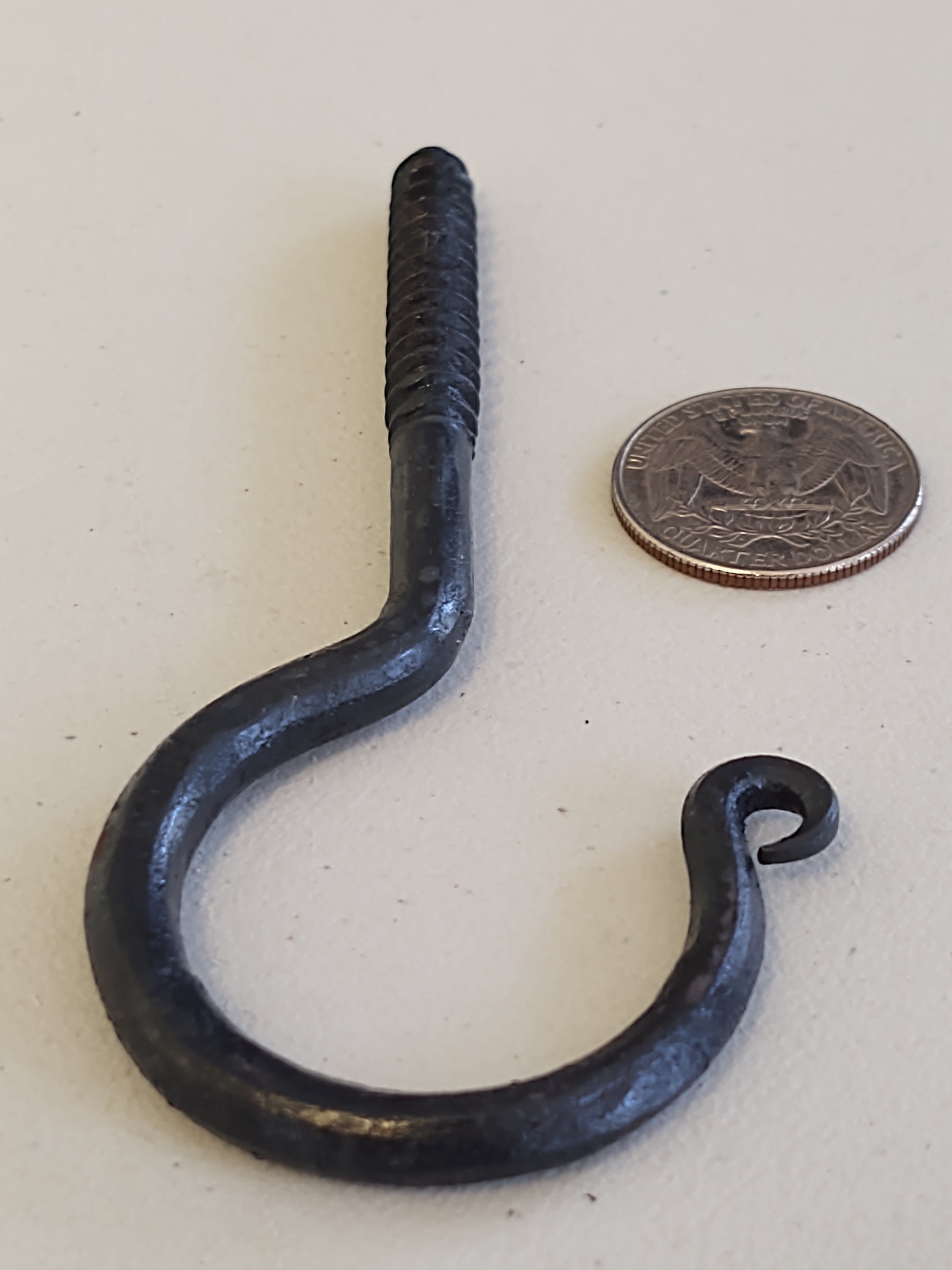 Large Screw Hook Rat Tail Blacksmith Forged Wrought Iron Made in USA - Etsy