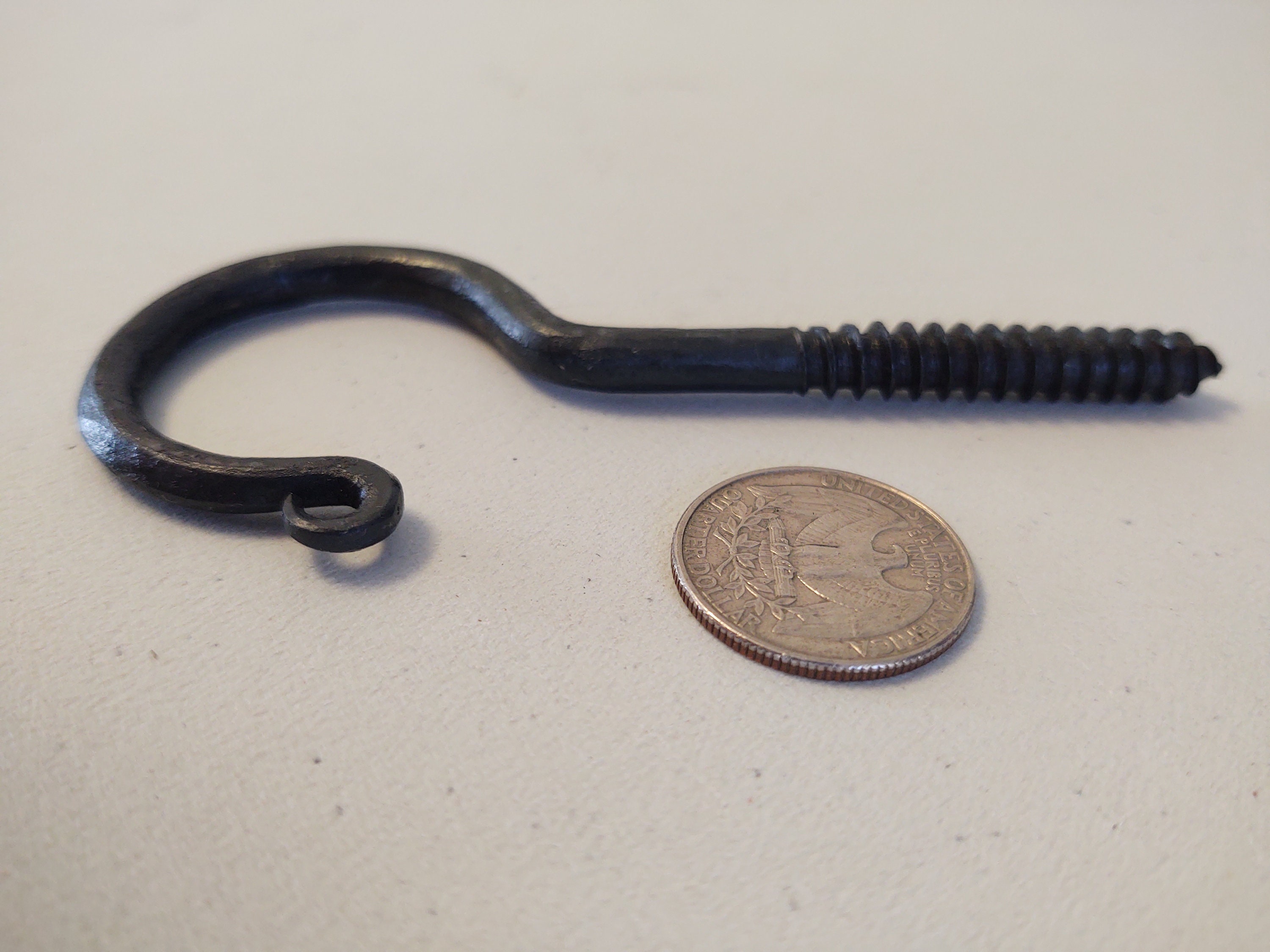 Large Screw Hook Rat Tail Blacksmith Forged Wrought Iron Made in USA - Etsy