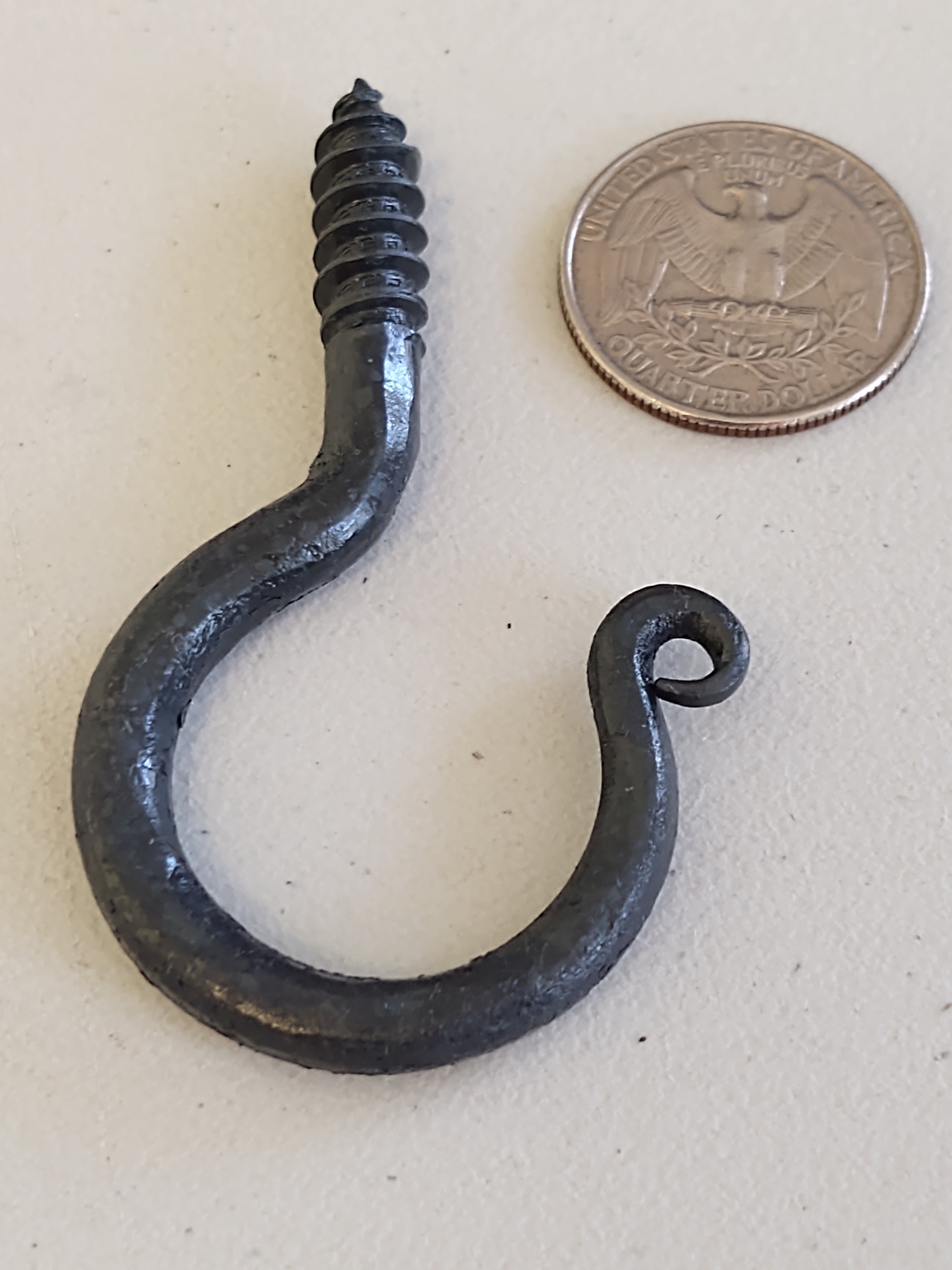 Medium Screw Hook Rat Tail Blacksmith Forged Wrought Iron USA - Etsy