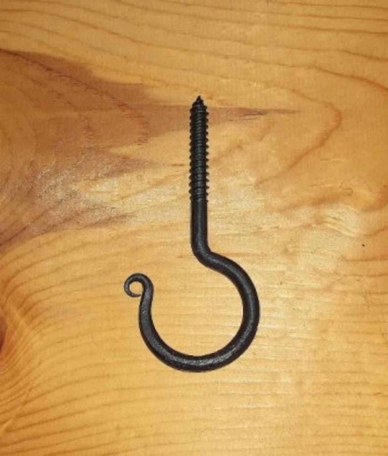 Large Screw Hook Rat Tail Blacksmith Forged Wrought Iron Made in USA - Etsy