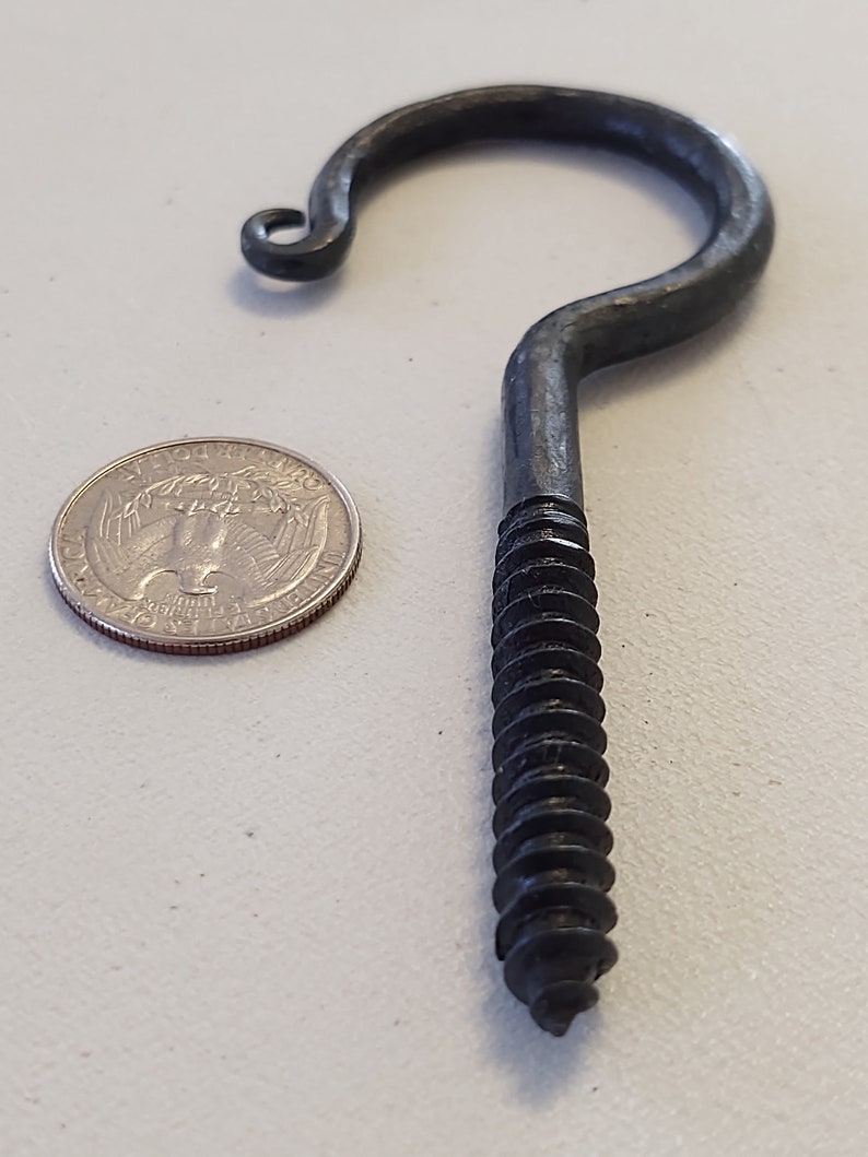 Large Screw Hook Rat Tail Blacksmith Forged Wrought Iron Made in USA - Etsy