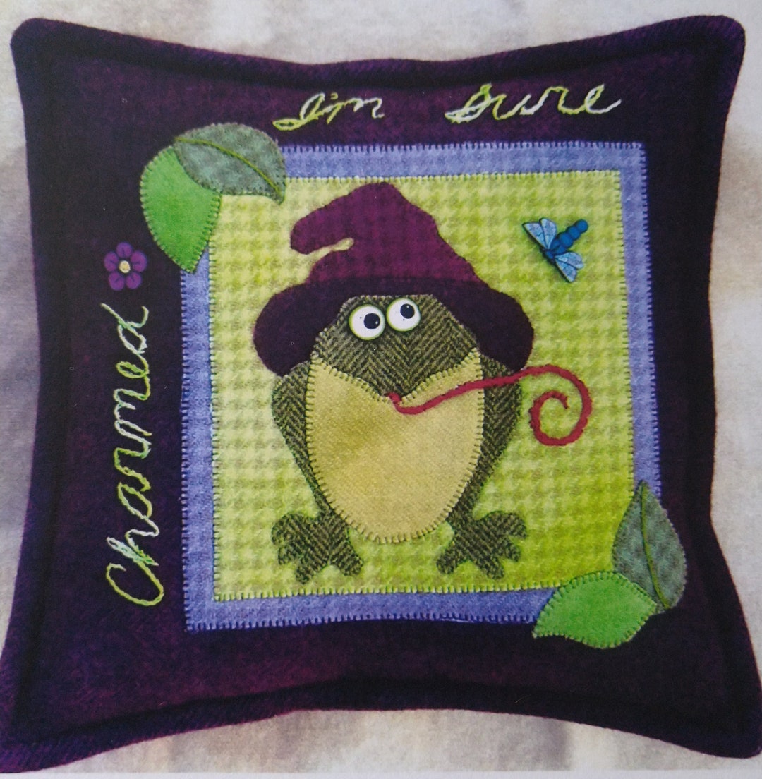Val's Stuff- Charmed, I'm Sure- Wool Applique WA3 Frog Fairytale Pillow ...