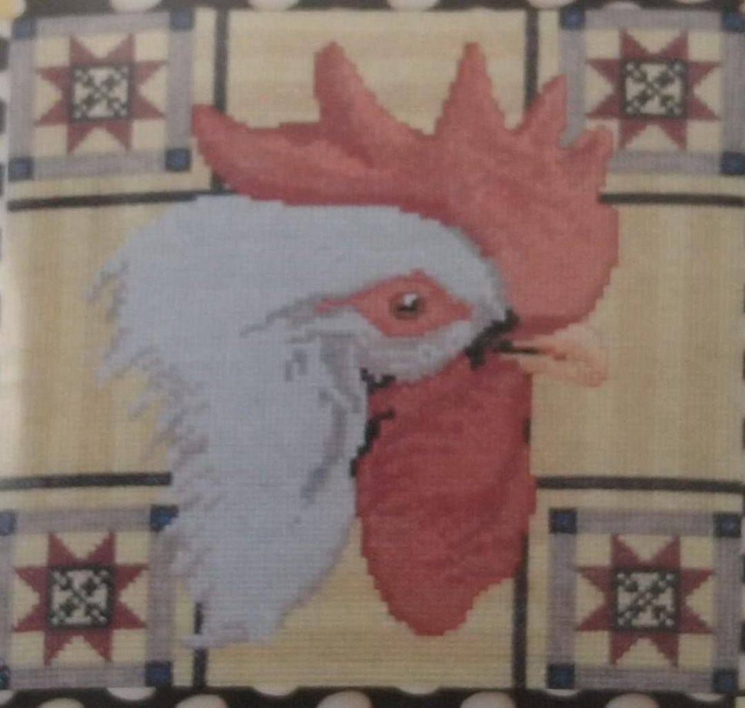 Leah Hedgepath Walters Quilt Block Rooster Pillow Cross Stitch Pattern ...