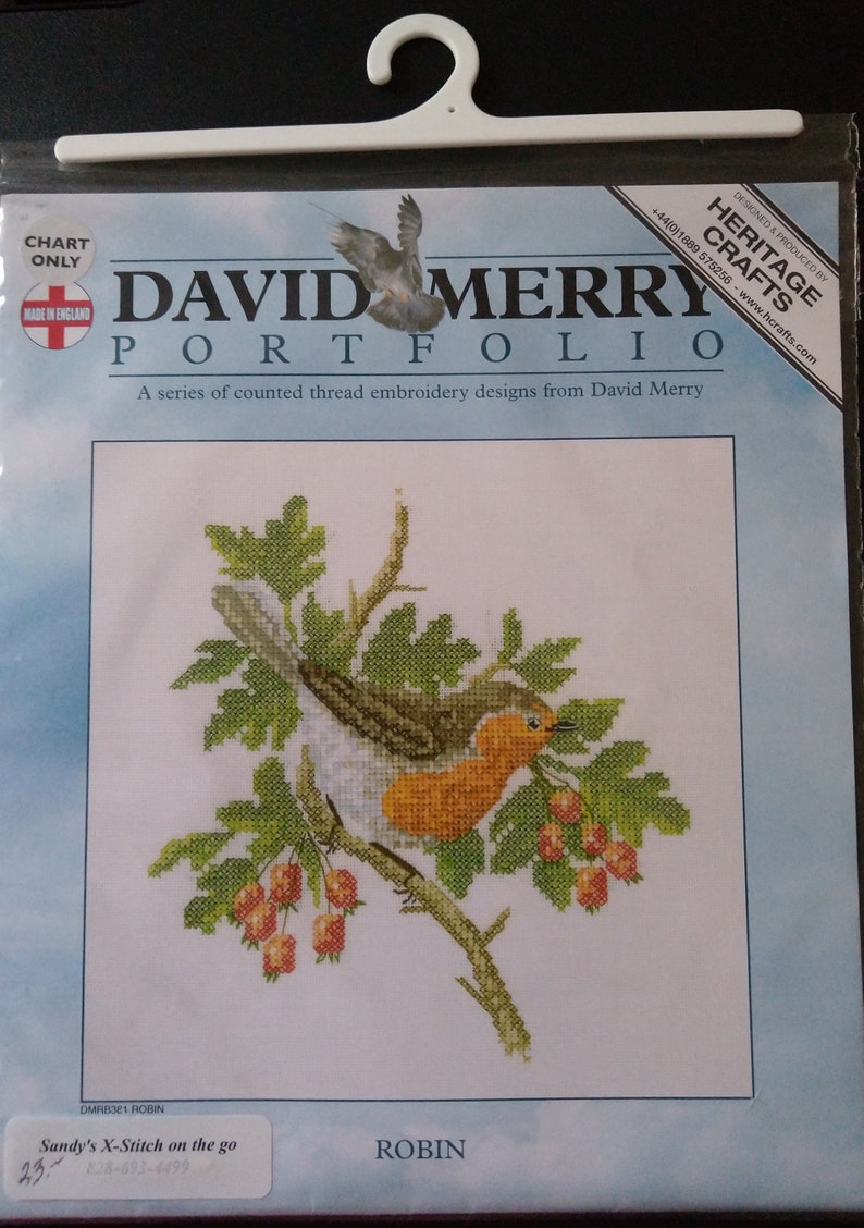 Heritage Crafts-david Merry Portfolio-robin Counted Cross Stitch - Etsy
