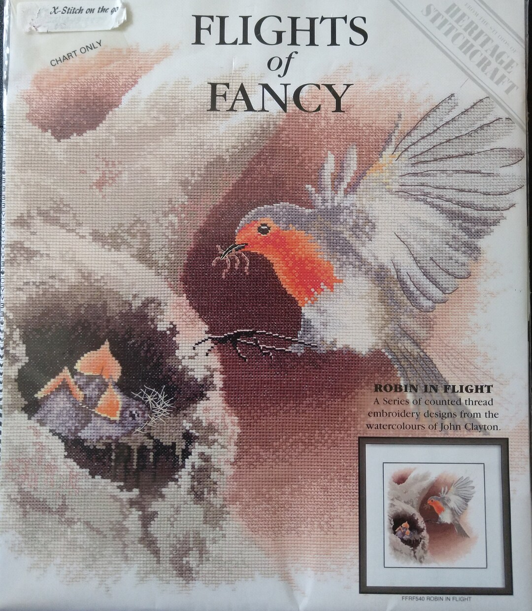 Heritage Stitchcraft-flights of Fancy-robin in Flight Nature Bird Tree ...
