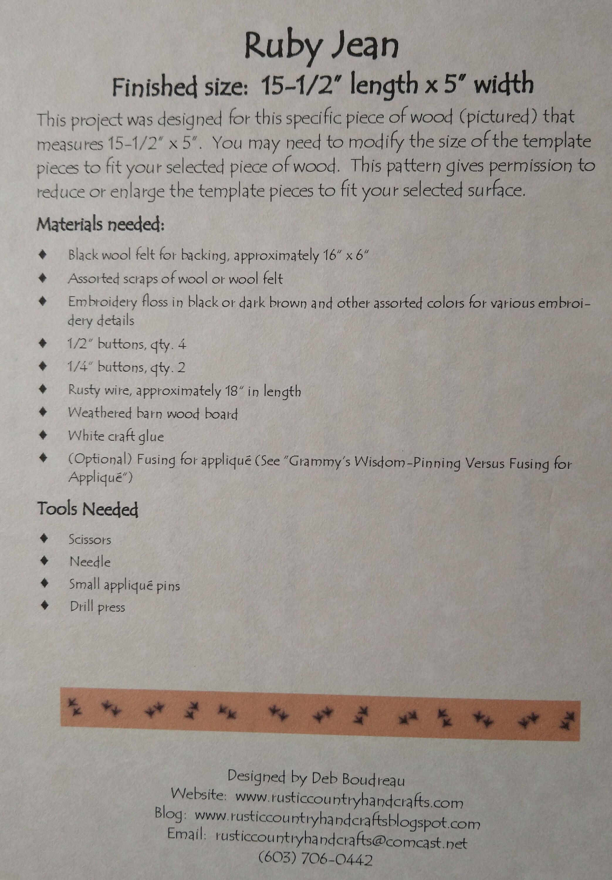 Rustic Country Handcrafts-ruby Jean-5g-003 Wool Applique Winter ...