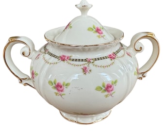 Gracie Tea Ware China Green & White Floral 5 CUP Porcelain Rose Floral ...