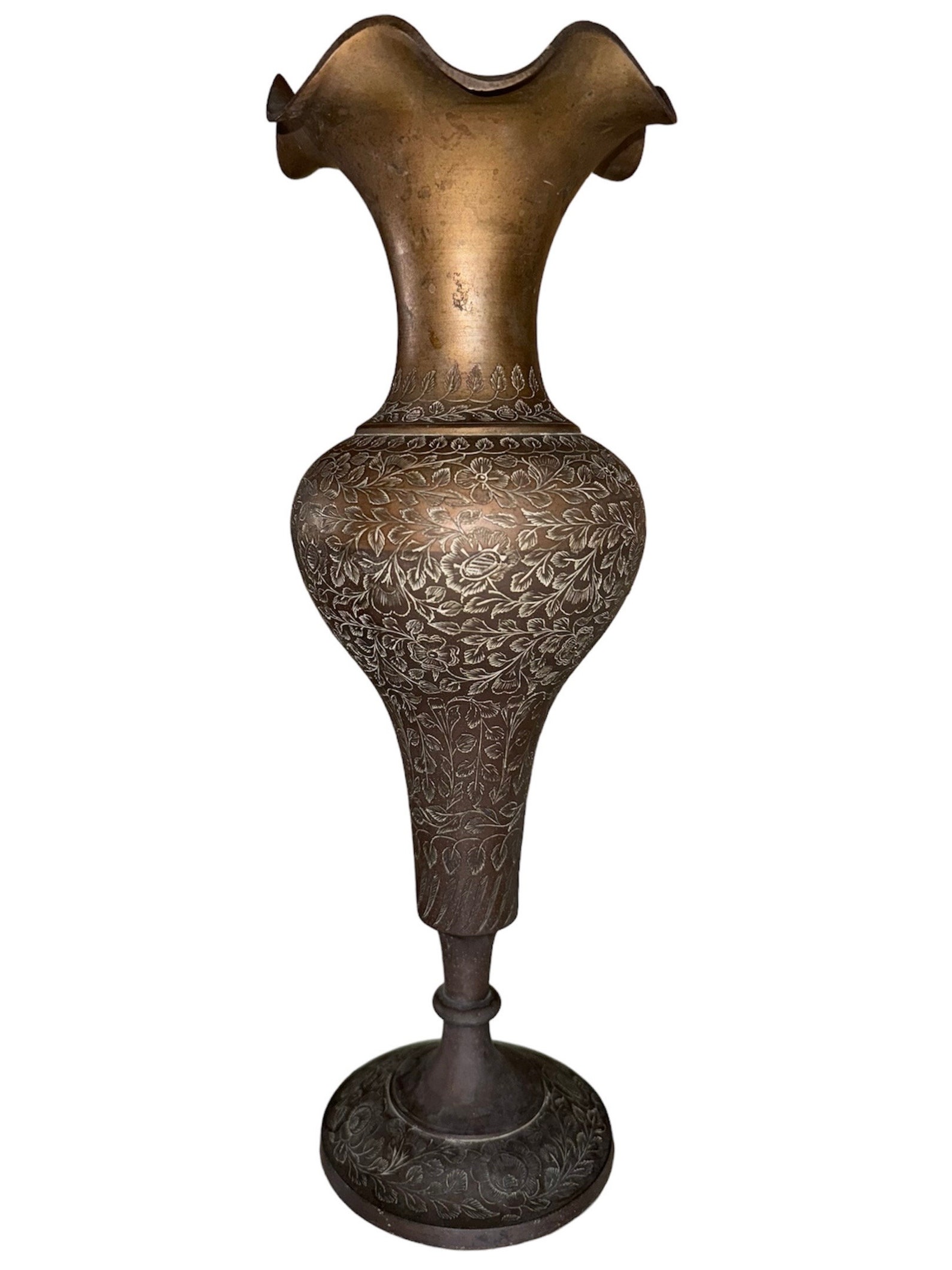 Antique India Brass Vase W/ Beautiful Flower Detail Collectible - Etsy