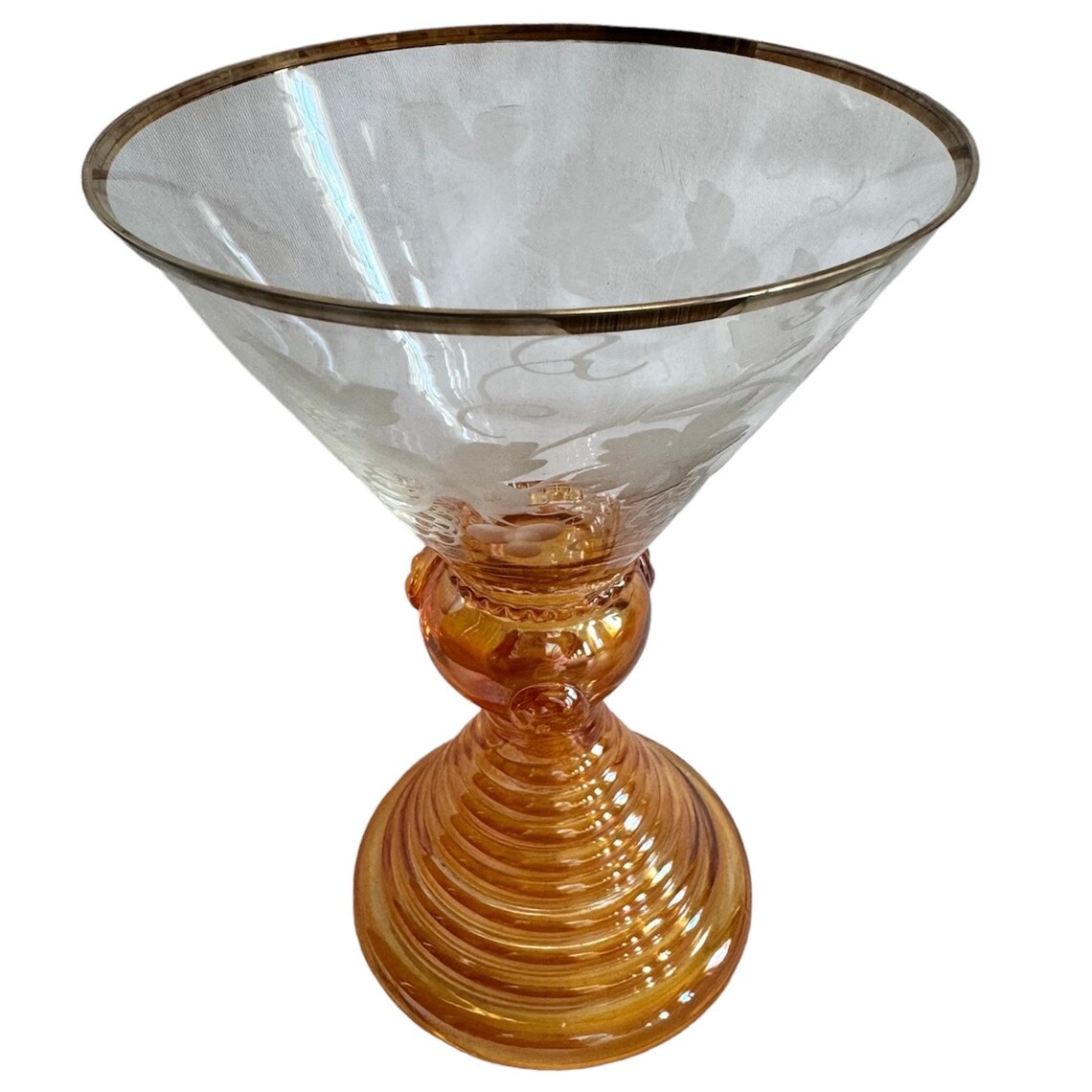 Antique German Clear and Amber Champagne Wine Glasse Sohnlein Rheingold ...