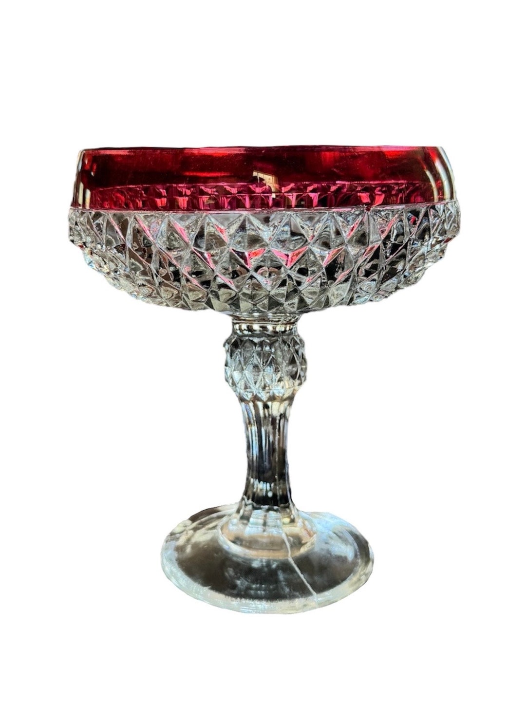 7" India Glass Vintage Red Compote Candy Dish - Etsy