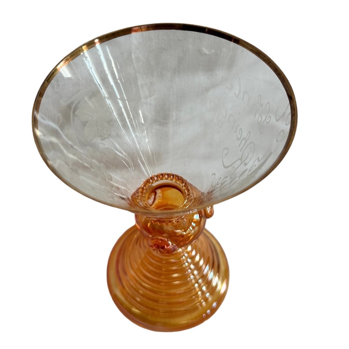 Antique German Clear and Amber Champagne Wine Glasse Sohnlein Rheingold ...