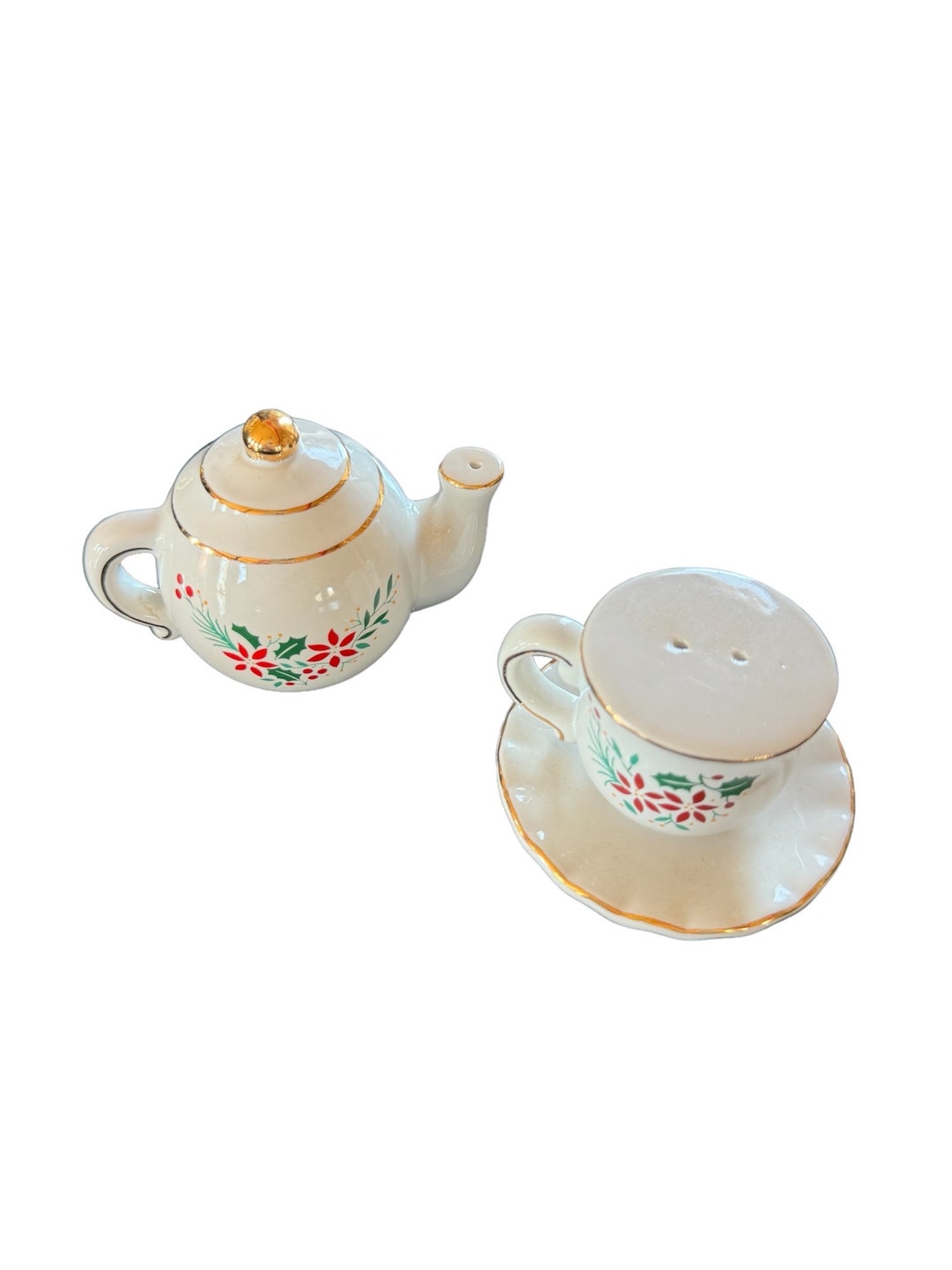 Coffee Pot and Coffee Cup Holly Pattern Salt and Pepper Shakers by ...