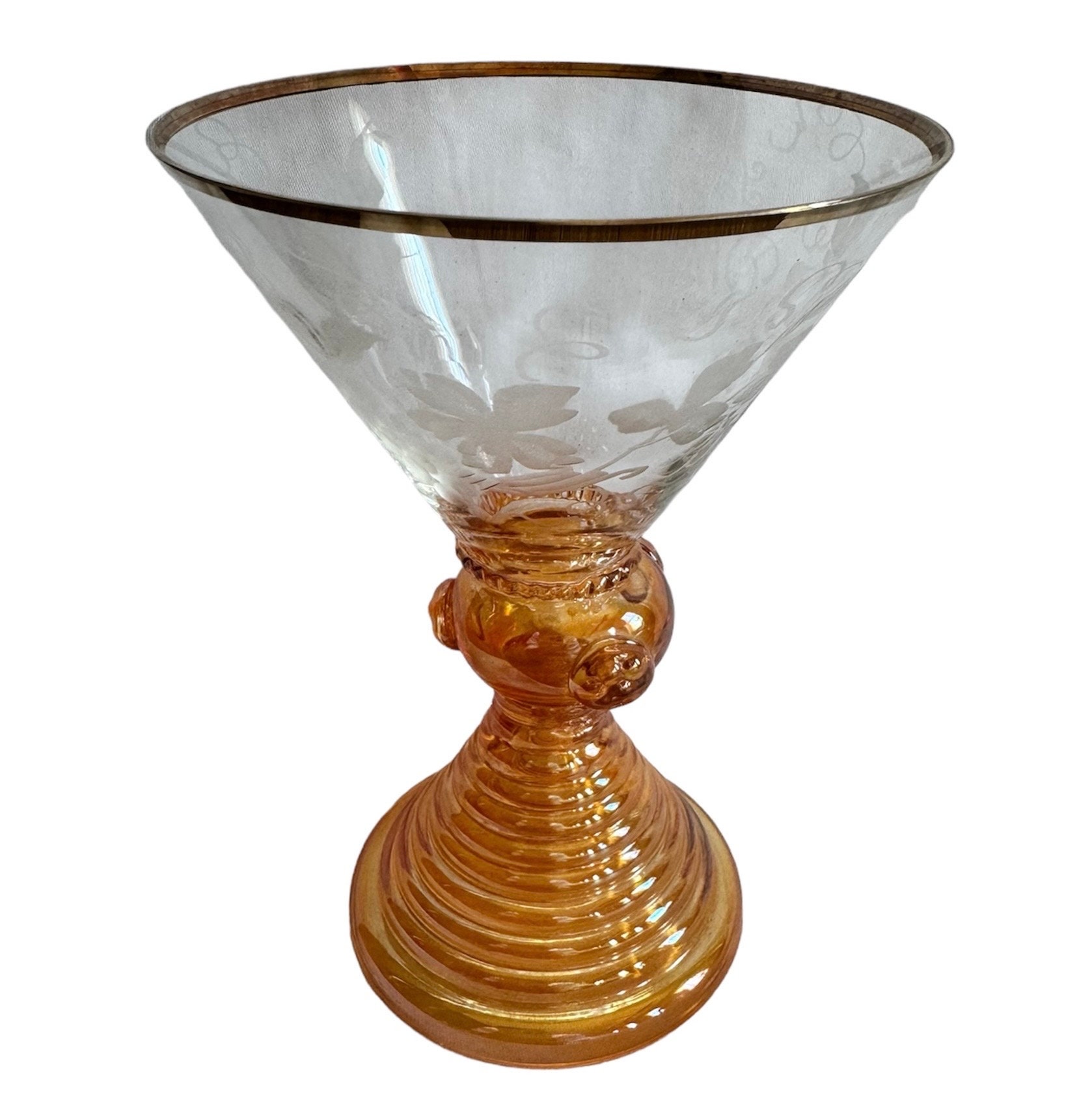 Antique German Clear and Amber Champagne Wine Glasse Sohnlein Rheingold ...