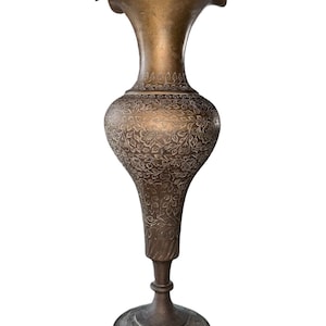 Antique India Brass Vase W/ Beautiful Flower Detail Collectible - Etsy