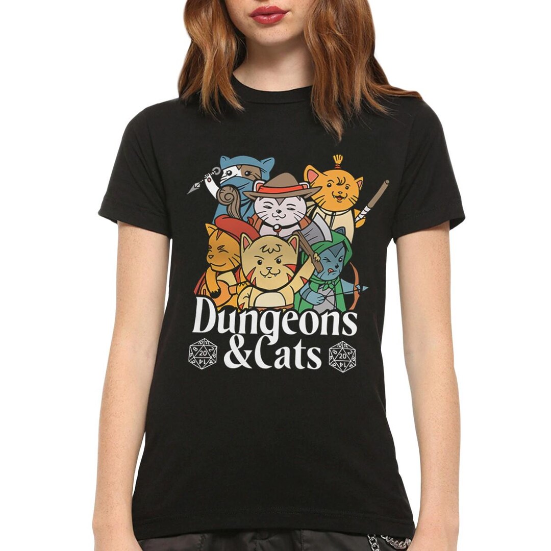 Dungeons and Cats Funny DND T-shirt, Dungeons and Dragons Shirt, Men's ...