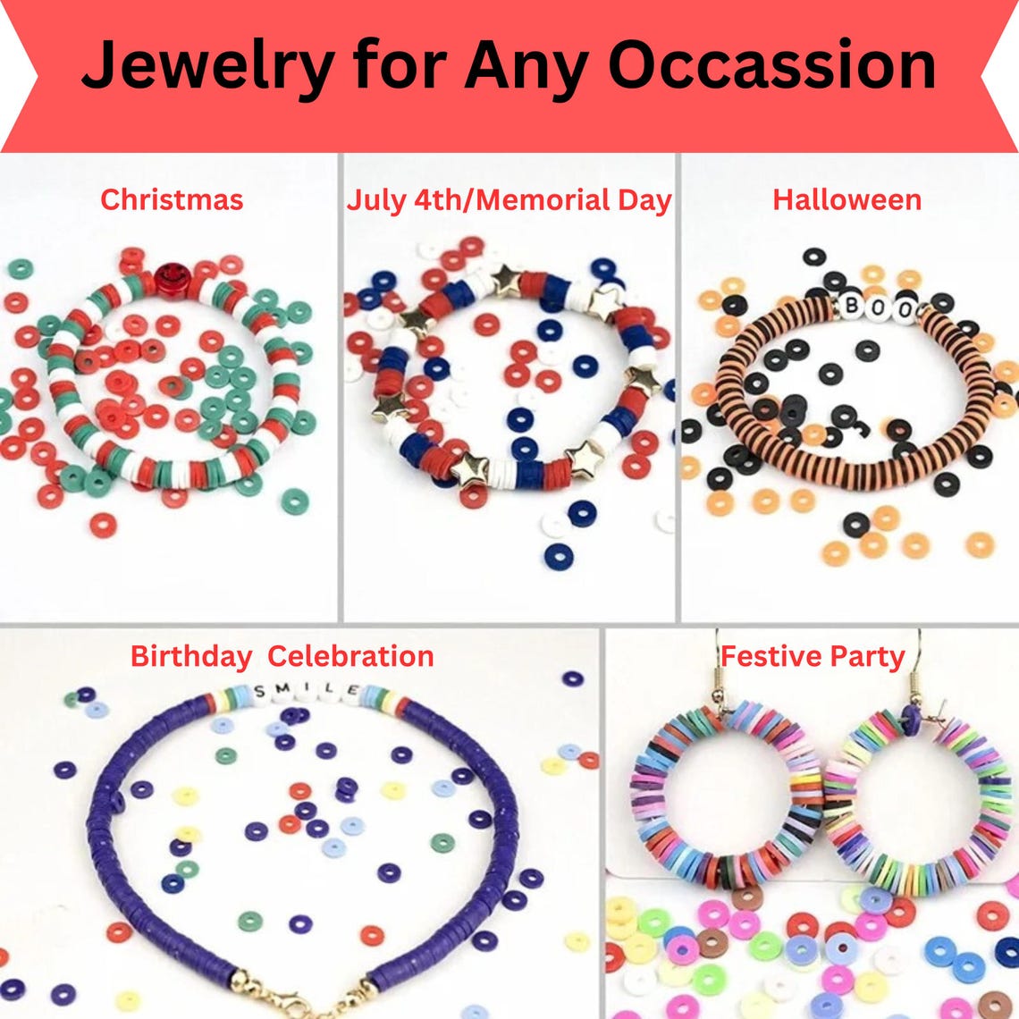 6000PCS Clay Bead Kit for Bracelets Necklaces Earrings Polymer Beads ...