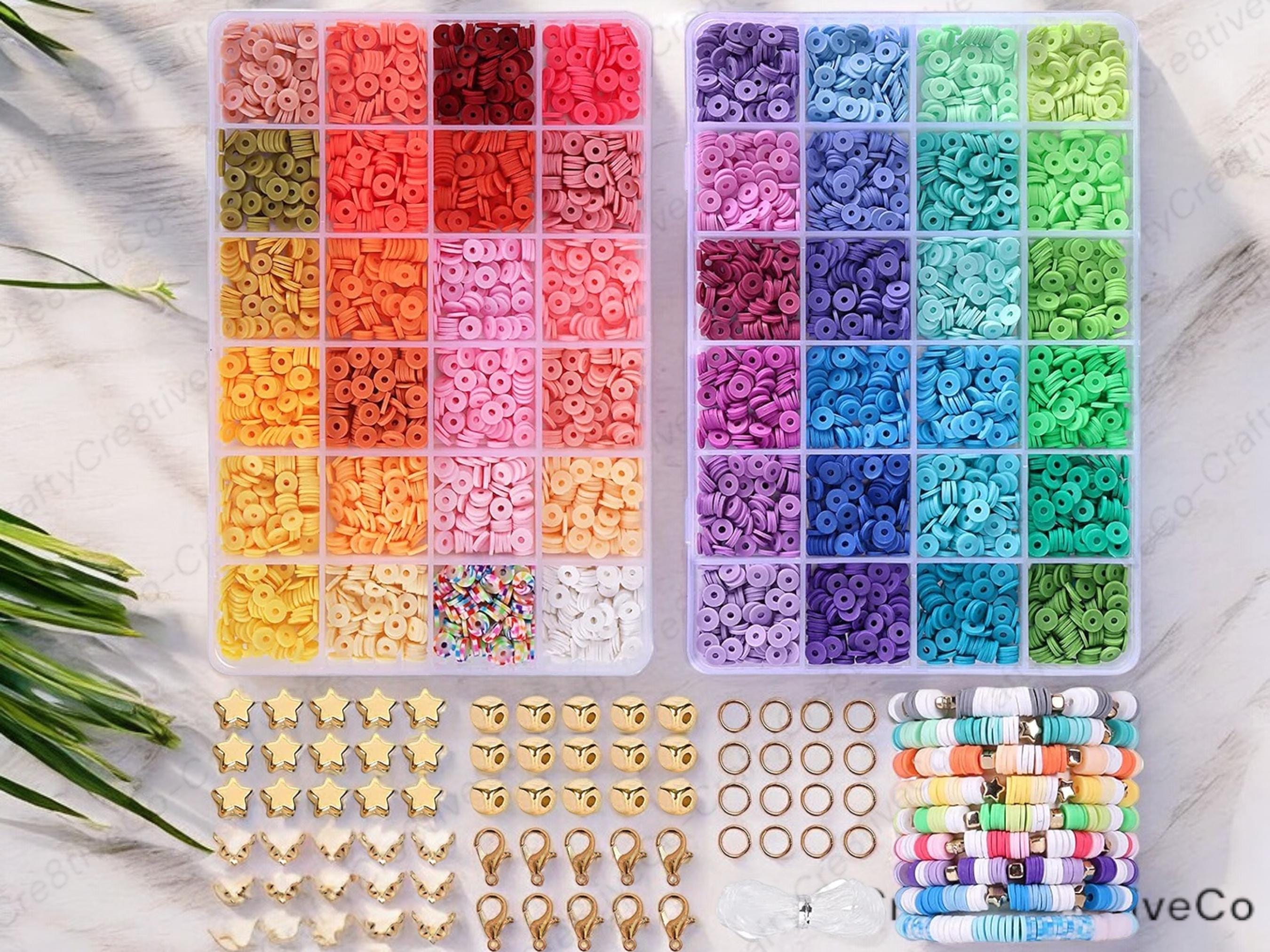 5000pcs Clay Beads Bracelet Making Kit, 48 Colors Flat Round Clay ...