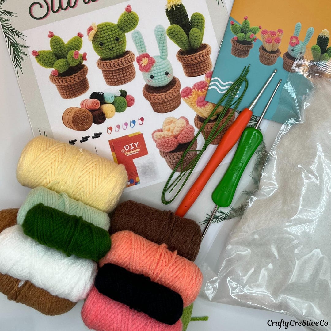Amigurumi Crochet Starter Kit, Polyester Yarn, Beginner Crochet Pattern ...