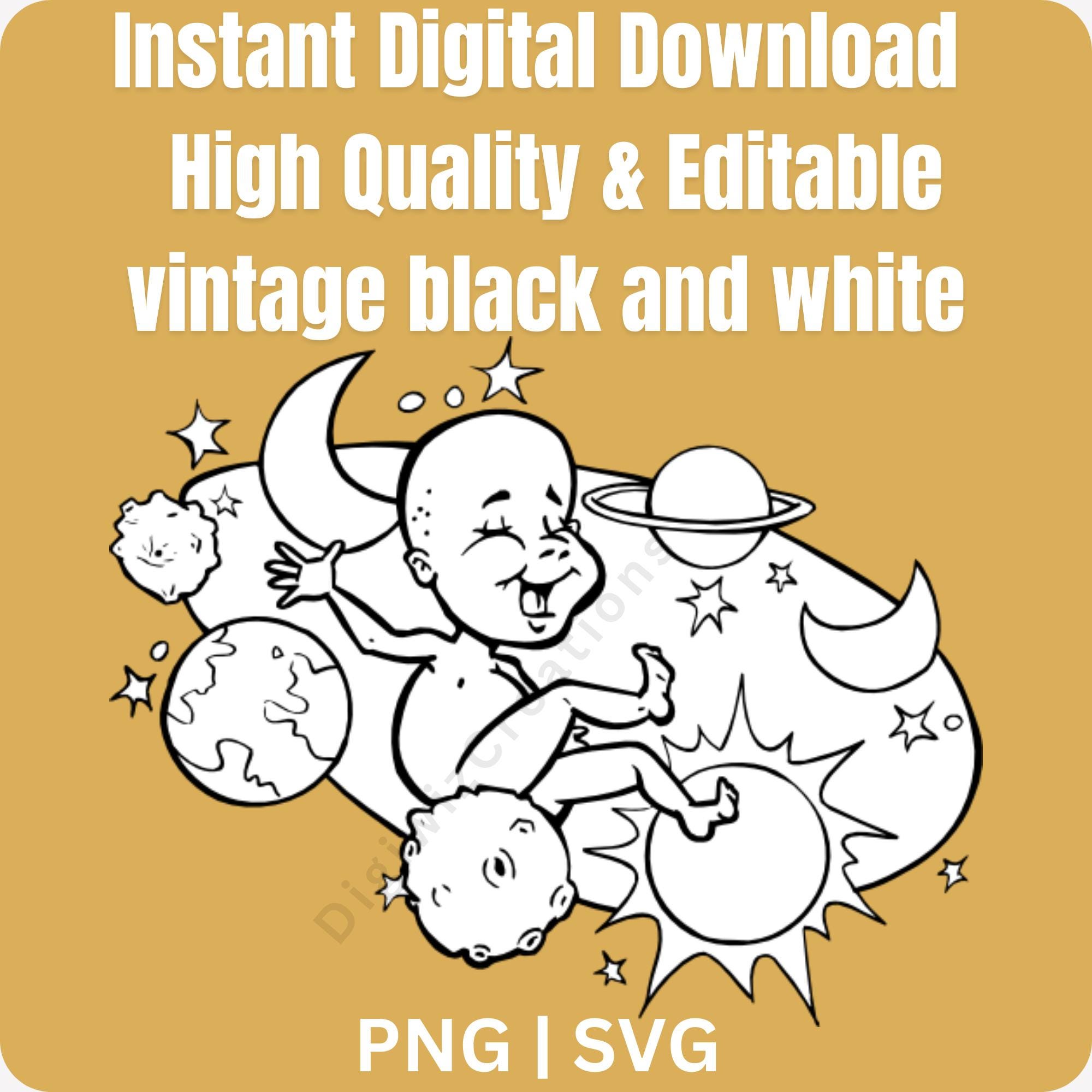 Baby in Planets SVG and PNG File Adorable Space-themed Baby Clipart for ...