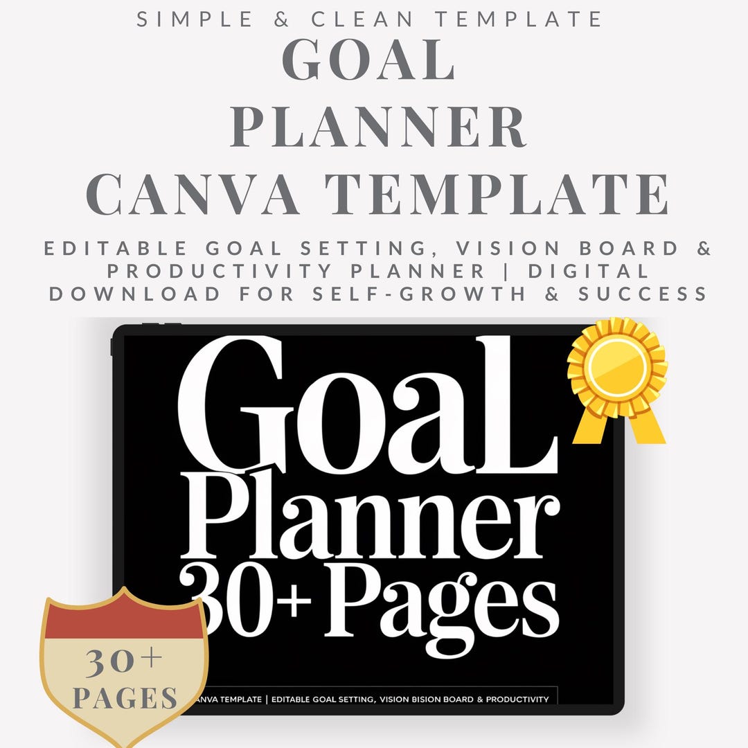Goal Planner 30+ Pages | Canva Template | Editable Goal Setting, Vision ...