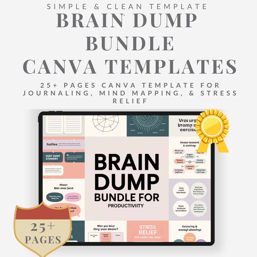 Brain Dump Bundle for Productivity | 25+ Pages Canva Template for ...