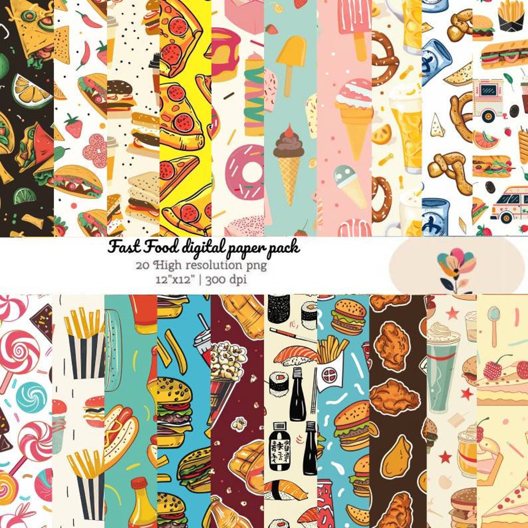 Digital Paper Foods Digital Paper for Crafting Digital Paper - Etsy